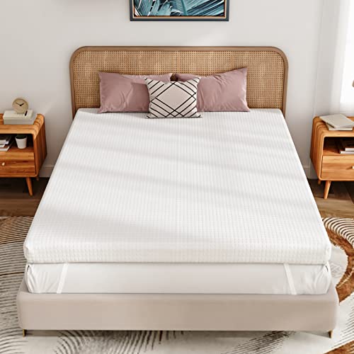 REGOSS Foam Mattress Topper King, 3 Inch Gel Memory Foam Mattress Topper for Pressure Relief, Memory Foam Mattress Pad Gel Infused Mattress Cover with Removable Bamboo Fiber Cover & Zipper Closure