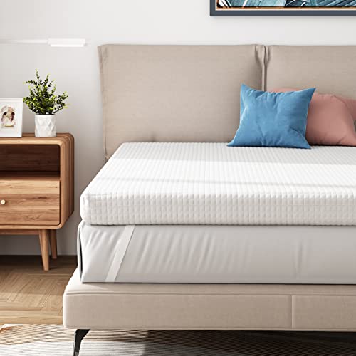 REGOSS Foam Mattress Topper King, 3 Inch Gel Memory Foam Mattress Topper for Pressure Relief, Memory Foam Mattress Pad Gel Infused Mattress Cover with Removable Bamboo Fiber Cover & Zipper Closure