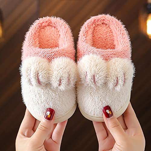 Kids Cotton Slippers Girls Boys Memory Foam Comfy House Slippers Bedroom Home Slippers Winter Warm Indoor Shoes Kids Girl (Pink, 11-11.5 Years Big Kids)