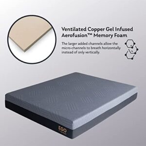 MLILY EGO Copper Twin XL Memory Foam Mattress 10 Inch, Copper Gel Infused Mattress Bed in A Box CertiPUR-US Certified Made in USA, Medium, 38”x80”x10”, Darkgray