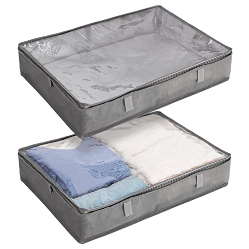 NiHome 𝐒𝐭𝐨𝐫𝐚𝐠𝐞 𝐁𝐚𝐠 𝐰𝐢𝐭𝐡 𝐙𝐢𝐩𝐩𝐞𝐫 𝟐-𝐏𝐚𝐜𝐤 for Under Bed Storage Container - Organize Shoes, Toys and Clothing Under Bed - Space Saving