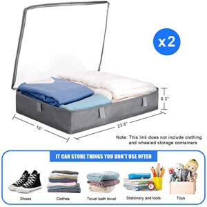 NiHome 𝐒𝐭𝐨𝐫𝐚𝐠𝐞 𝐁𝐚𝐠 𝐰𝐢𝐭𝐡 𝐙𝐢𝐩𝐩𝐞𝐫 𝟐-𝐏𝐚𝐜𝐤 for Under Bed Storage Container - Organize Shoes, Toys and Clothing Under Bed - Space Saving