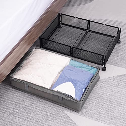 NiHome 𝐒𝐭𝐨𝐫𝐚𝐠𝐞 𝐁𝐚𝐠 𝐰𝐢𝐭𝐡 𝐙𝐢𝐩𝐩𝐞𝐫 𝟐-𝐏𝐚𝐜𝐤 for Under Bed Storage Container - Organize Shoes, Toys and Clothing Under Bed - Space Saving