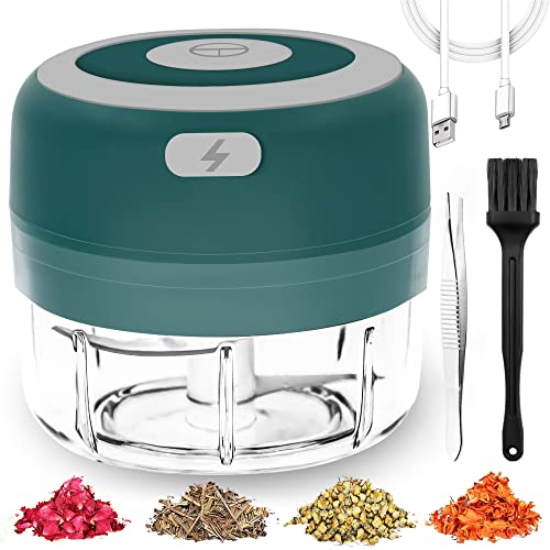 Electric Herb Grinder - 3.5 Inch Large Grinders for Grinding Dry Fresh Herbs and Spice, USB Rechargeable Grinder with Transparent Chamber, High-efficiency, Portable and Waterproof