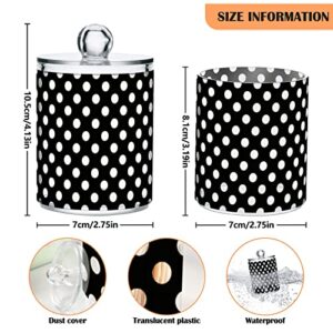 ALAZA 2pcs Polka Dot Black White Qtip Holder Dispenser 14 oz Bathroom Storage Clear Apothecary Jars Containers Cotton Ball,Cotton Rounds,Floss Picks, Hair Clips, Food