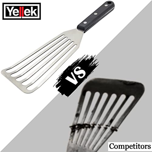 Yellek 12.4'' Slotted Fish spatula Stainless steel with heat-resistant handle - Beveled & tapered Edges fish turner spatula for cooking, flipping, grilling & frying Fish, Eggs, and a lot more