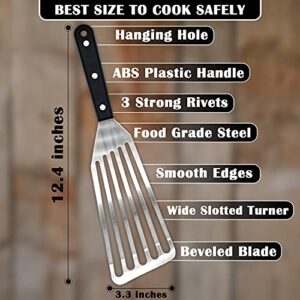 Yellek 12.4'' Slotted Fish spatula Stainless steel with heat-resistant handle - Beveled & tapered Edges fish turner spatula for cooking, flipping, grilling & frying Fish, Eggs, and a lot more