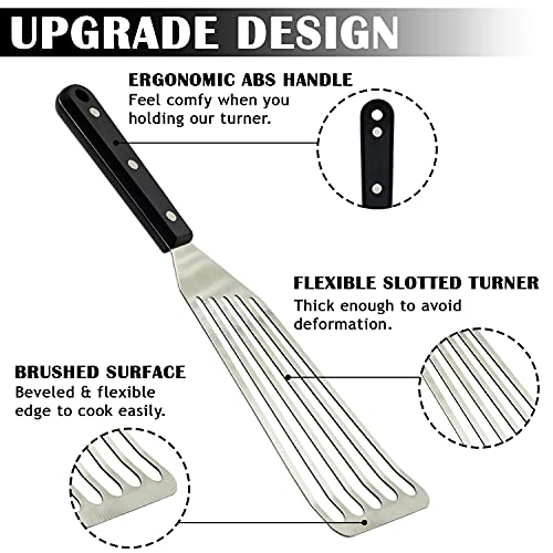 Yellek 12.4'' Slotted Fish spatula Stainless steel with heat-resistant handle - Beveled & tapered Edges fish turner spatula for cooking, flipping, grilling & frying Fish, Eggs, and a lot more