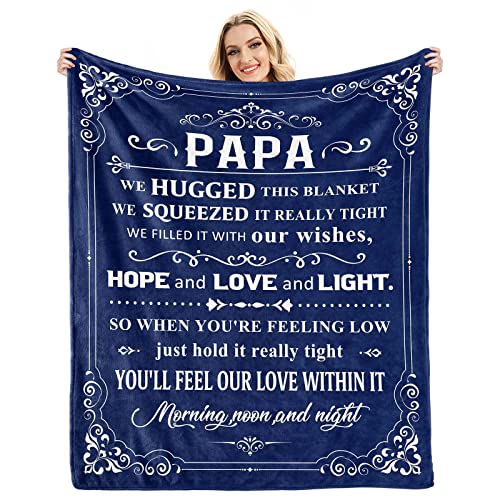 Yomaisky Gifts for Papa Grandpa from Grandchildren Birthday Gift for Grandfather Blanket Unique Fathers' Day Christmas Thanksgiving for Papa Best Grandpa Gifts Idea Papa Gifts Blanket 50X60