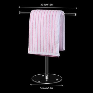 belupai Towel Rack,12inch High Acrylic Waterproof T-Shape Hand Towel Holder Stand with Balanced Base,Freestanding Headband Holder,Lightweight Bathroom Towel Rack for Bathroom Kitchen Vanity Countertop