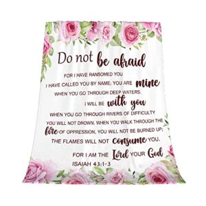 Christian Gifts for Women, Bible Verse Scripture Blanket with Inspirational Thoughts and Prayers, Ultral Soft Warm Lightweight Flannel Flowers & Proverbs Religious Throw Blanket for Bed Sofa 60"x50"