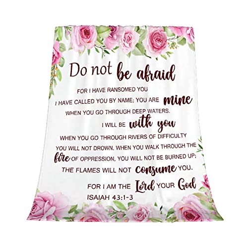 Christian Gifts for Women, Bible Verse Scripture Blanket with Inspirational Thoughts and Prayers, Ultral Soft Warm Lightweight Flannel Flowers & Proverbs Religious Throw Blanket for Bed Sofa 60"x50"