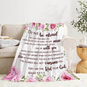 Christian Gifts for Women, Bible Verse Scripture Blanket with Inspirational Thoughts and Prayers, Ultral Soft Warm Lightweight Flannel Flowers & Proverbs Religious Throw Blanket for Bed Sofa 60"x50"