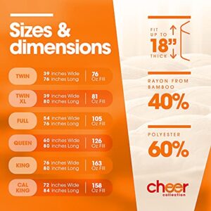 Cheer Collection Soft and Plush Bamboo Fitted Mattress Topper - Twin Size - Plush Eco Friendly Mattress Protector Cover for Bedding - (Queen)