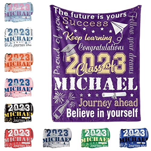 Custom Name Blanket Graduation 2023, Graduation Blanket Personalized Graduation Blanket, Graduation Flannel Throws Personalized Unique Customized Graduation Gift for Family Friends, 30 x 40 Inches