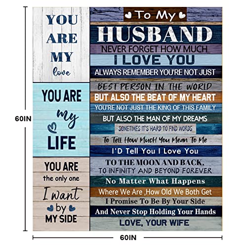 to My Husband Gift Blanket from Wife, I Love You, Husband Gift for Husband Blanket Throw for Christmas Birthday Valentine's Day Soft Bed Flannel Blanket 50x60in