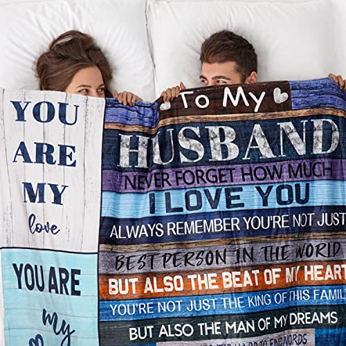 to My Husband Gift Blanket from Wife, I Love You, Husband Gift for Husband Blanket Throw for Christmas Birthday Valentine's Day Soft Bed Flannel Blanket 50x60in