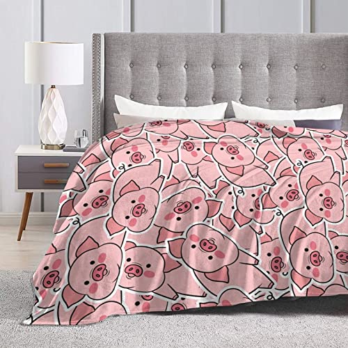 Cartoon Pink Pig Blanket Plush Lightweight Soft Flannel Fleece Throw Blankets Bedding for Bed Sofa Couch Living Room 60"x50"