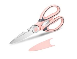 symgila kitchen shears scissors heavy duty, kitchen scissor multi-purpose stainless steel sharp, kitchen scissors for chicken/poultry/meat/vegetables/herbs/bbq (pink)