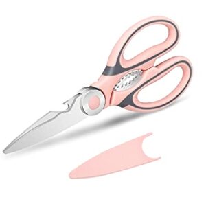 SYMGILA Kitchen Shears Scissors Heavy Duty, Kitchen Scissor Multi-Purpose Stainless Steel Sharp, Kitchen Scissors for Chicken/Poultry/Meat/Vegetables/Herbs/BBQ (Pink)