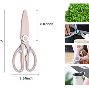 SYMGILA Kitchen Shears Scissors Heavy Duty, Kitchen Scissor Multi-Purpose Stainless Steel Sharp, Kitchen Scissors for Chicken/Poultry/Meat/Vegetables/Herbs/BBQ (Pink)