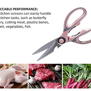 SYMGILA Kitchen Shears Scissors Heavy Duty, Kitchen Scissor Multi-Purpose Stainless Steel Sharp, Kitchen Scissors for Chicken/Poultry/Meat/Vegetables/Herbs/BBQ (Pink)