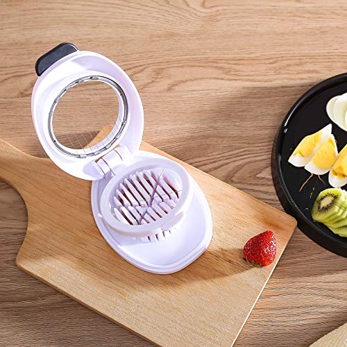 Egg Slicer for Hard Boiled Eggs,Easy to Cut Egg into Slices, Wedge and Dices, Sturdy ABS Body with Stainless Steel Wires,Non-slip Feet,Dishwasher Safe, BPA Free(WHITE)