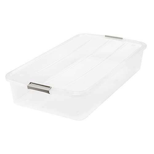 IRIS USA Underbed Buckle-Up Box 50 Quart Plastic Storage Container, Clear (2 Pack)