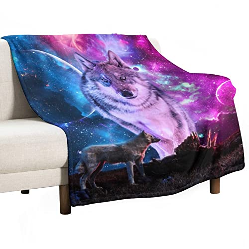 Wolf Super Soft Plush Throw Flannel Throw Blanket Super Soft Thin Noon Break Blanket for Bedroom Couch Sofa Office Home Car 50"×60"