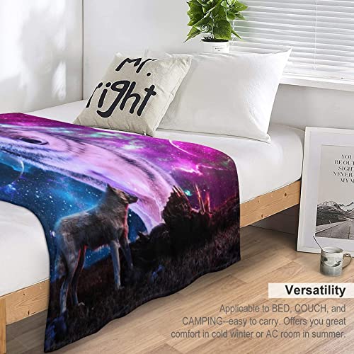 Wolf Super Soft Plush Throw Flannel Throw Blanket Super Soft Thin Noon Break Blanket for Bedroom Couch Sofa Office Home Car 50"×60"