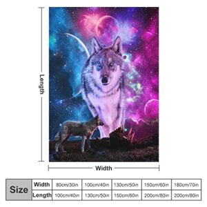 Wolf Super Soft Plush Throw Flannel Throw Blanket Super Soft Thin Noon Break Blanket for Bedroom Couch Sofa Office Home Car 50"×60"