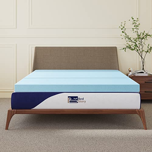 BedStory 4 Inch Mattress Topper Queen - Medium Firm Mattress Topper - 100% Memory Foam - Cooling Gel Infused Memory Foam - CertiPur Certified