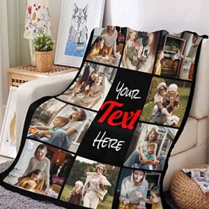 YESCUSTOM Custom Blanket with Photo Text Collage Personalized 10 Photo Throw Blanket Using My Own Pictures, Made in USA Gifts for Mom Dad Family Sisters Friends Kids Wife_Text-9-Daddy