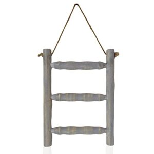 farmhouse world ladder hand towel rack – rustic wall hanging rope ladder for towels, kitchen, bathroom, storage rack – gray-wash wood finish farmhouse décor towel storage (wall, slate)