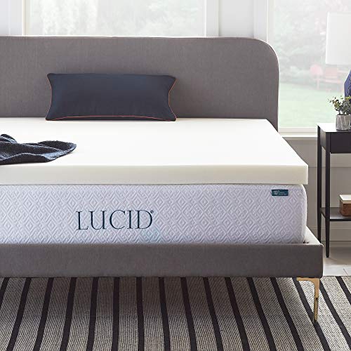 LUCID 3 Inch Ventilated Memory Foam Mattress Topper 3-Year Warranty - King