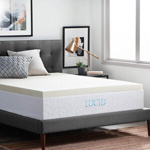 LUCID 3 Inch Ventilated Memory Foam Mattress Topper 3-Year Warranty - King