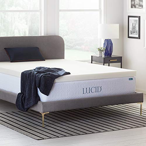 LUCID 3 Inch Ventilated Memory Foam Mattress Topper 3-Year Warranty - King