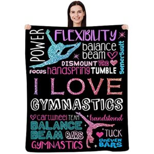 i love gymnastics blanket,colorful design sport lover womens gift flannel fleece blanket super soft sofa bed throw blanket velvet lightweight travel blanket luxurious carpet for women girls,80"x60"