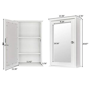 Ochine Wall Mount Bathroom Cabinet Medicine Cabinet Storage Organizer Single Door Mirror Indoor Bathroom Wall Mounted Cabinet Shelf White Large Storage Bathroom Medicine Cabinet Mirror Cabinet