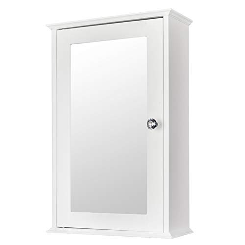 Ochine Wall Mount Bathroom Cabinet Medicine Cabinet Storage Organizer Single Door Mirror Indoor Bathroom Wall Mounted Cabinet Shelf White Large Storage Bathroom Medicine Cabinet Mirror Cabinet