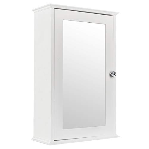 Ochine Wall Mount Bathroom Cabinet Medicine Cabinet Storage Organizer Single Door Mirror Indoor Bathroom Wall Mounted Cabinet Shelf White Large Storage Bathroom Medicine Cabinet Mirror Cabinet