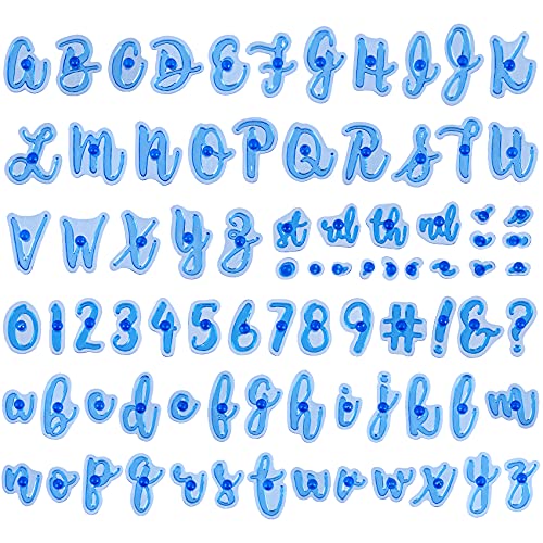 OIIKI 83 Pcs Alphabet Number Cake Stamp, Fun Upper Lower Case Stamp Set, Special Characters Numbers Mold, Alphabet Number Characters Shape DIY Stamp for DIY Sugar Cake Cookies Chocolate Decoration