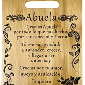 Regalo para abuela: tabla de cortar de bambú grabada (22 x 30 cm) Gift for Grandma in Spanish-Engraved bamboo cutting board 9"x12"