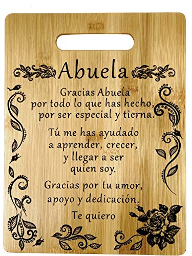 Regalo para abuela: tabla de cortar de bambú grabada (22 x 30 cm) Gift for Grandma in Spanish-Engraved bamboo cutting board 9"x12"