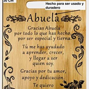 Regalo para abuela: tabla de cortar de bambú grabada (22 x 30 cm) Gift for Grandma in Spanish-Engraved bamboo cutting board 9"x12"