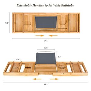 Domax Bathtub Caddy Tray and Bamboo Bath Mat