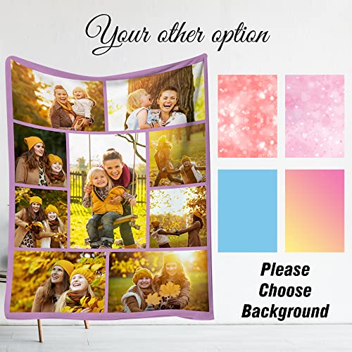 Custom Blanket with Photos Personalized Throw Blanket with Picture Upload Soft Fleece Blanket for Wife/Friend/Mom/Couple/Grandma/Pets Gifts for Birthday Anniversary Halloween Made in USA