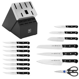 HENCKELS Solution Razor-Sharp 16-pc Self-Sharpening Knife Set, German Engineered Informed by 100+ Years of Mastery, Chefs Knife, Black