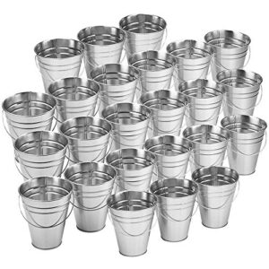 kicko 24 pack large galvanized metal buckets with handles - 5 x 4.5 inches unique goody baskets, party favors, party accessories and decorations