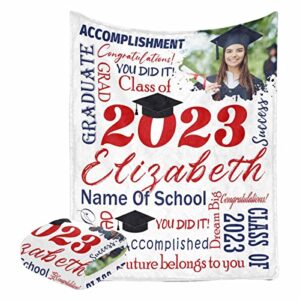 m yescustom personalized name blankets 2023 graduation blankets with photo customized throw blanket for women men daughter son graduates 40"x50"